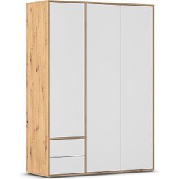 Dreht&uuml;renschrank Rauch, B:140cm H:194cm T:53cm, wei&szlig;, Holzwerkstoff, Schr&auml;nke, "Kleiderschrank Schrank Garderobe W&auml;scheschrank NABILA viel Stauraum",