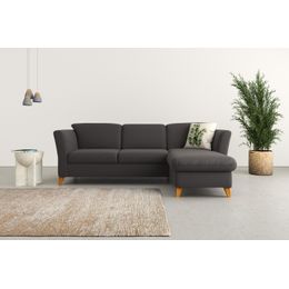 Ecksofa Home Affaire, B:249cm H:86cm T:162cm, grau, 100% Polyester, Wohnzimmer, Sofas, "Trelleborg L-Form", Federkern-Polsterung, wahlweise mit