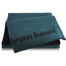 Wohndecke Bruno Banani, B:150cm L:200cm, blau, Baumwolle, Polyacryl, Polyester, Wohndecken, "Bruno Banani", mit modernem Zierstich