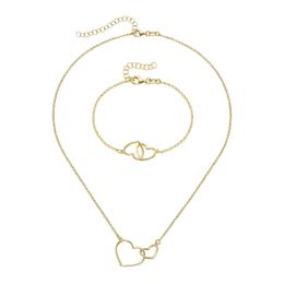 Smart Jewel Damen Schmuckset "mit Herzen, Silber 925", onesize, gold, Silber 925 (Sterlingsilber), Schmuck_Sets