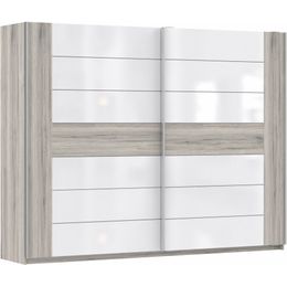 Schwebet&uuml;renschrank FORTE, B:270cm H:210cm T:61cm, bunt, Schr&auml;nke, "Rondino", mit wei&szlig;en Hochglanz-Absetzungen