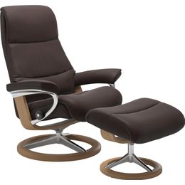 stressless "View" Set, Relaxsessel mit Hocker, mit Signature Base, Gr&ouml;&szlig;e M,Gestell Eiche