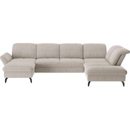Sit & More Wohnlandschaft SIT & MORE, B:363cm H:88cm T:242cm, beige, 90% Polyester, 10% Polyamid, Sofas, "Leandro U-Form", Wahlweise mit Bett-, Kopfteil - und