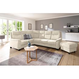 Ecksofa Home Affaire, B:265cm H:104cm T:215cm, beige, Struktur weich (90% Polyester / 10% Polyamid);Luxus-Microfaser (100%