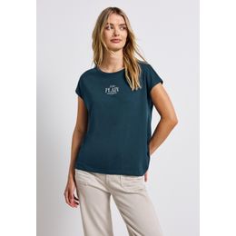 Street One Damen T-Shirt, blau, Gr. 34, unifarben, Web, 50% Baumwolle, 50% Modal, Shirts, im soften Baumwoll-Mix