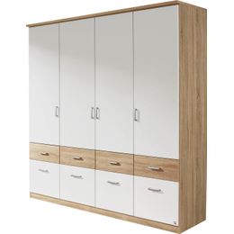 Kleiderschrank Rauch, B:181cm H:199cm T:58cm, wei&szlig;, Holzwerkstoff, Kinderzimmer, Schr&auml;nke, "Kleiderschrank Schrank Garderobe deckenhoher Schrank