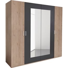 Kleiderschrank wimex, B:225cm H:210cm T:58cm, grau, Schlafzimmer, Schr&auml;nke, "Angie", mit Spiegelt&uuml;ren