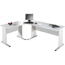 Eckschreibtisch Schildmeyer, T:65cm, wei&szlig;, B&uuml;ro, Tische, "Serie 200"