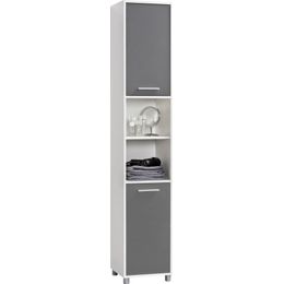 Hochschrank Procontour, B:35cm H:192cm T:34cm, grau, Holzwerkstoff, Badezimmer, Schr&auml;nke, "Betty", Breite 35 cm mit 6 F&auml;cher