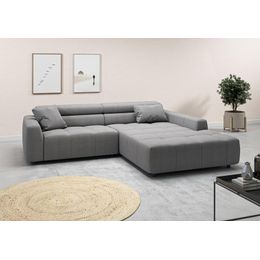 Ecksofa 3C CANDY, B:258cm H:68cm T:217cm, grau, 100% Polyester, Wohnzimmer, Sofas, "Denver auch mit Cord- und Easy care-Bezug, Kopfteilverstellung