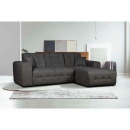 Ecksofa Home Affaire, B:234cm H:85cm T:163cm, grau, 100% Polyester, Wohnzimmer, Sofas, "Nosia L-Form", incl. 2 Zierkissen, mit feiner Steppung