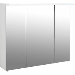 Spiegelschrank Schildmeyer, B:90cm H:75cm T:16cm, wei&szlig;, Badezimmer, Schr&auml;nke, "Profil 16", Breite 90 cm, 3-t&uuml;rig, LED-Beleuchtung,