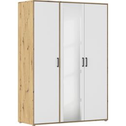 Dreht&uuml;renschrank Rauch, B:140cm H:194cm T:53cm, wei&szlig;, Holzwerkstoff, Schr&auml;nke, "Kleiderschrank Schrank Garderobe W&auml;scheschrank VOYAGER", mit modernen