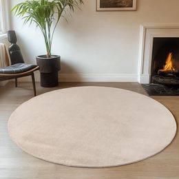 Teppich, H:11mm &Oslash;:160cm, beige, Ayyildiz Teppiche, Polyester, Wohnzimmer, Teppiche, "JOY 1400", uni Kurzflor, Wohnzimmer, viele Gr&ouml;&szlig;en