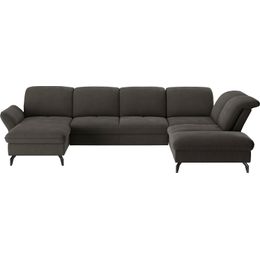 Sit & More Wohnlandschaft SIT & MORE, B:363cm H:88cm T:242cm, grau, 100% Polyester, Sofas, "Leandro U-Form", Wahlweise mit Bett-, Kopfteil - und