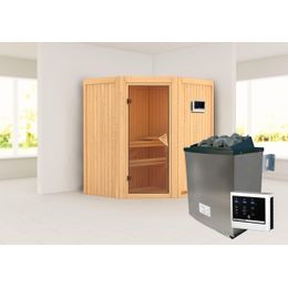 Karibu Sauna ""Liyah" mit bronzierter T&uuml;r naturbelassen", Saunaofen, externe Steuerung, (ohne Ofen), beige, Saunen, in verschiedenen Ausf&uuml;hrungen