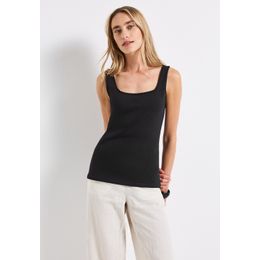 Street One Damen Shirttop, schwarz, Gr. 44, unifarben, Jersey, Obermaterial: 95% Baumwolle, 5% Elasthan, Tops, mit Square Neck