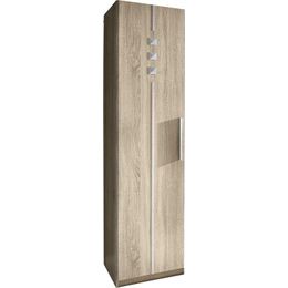 Kleiderschrank Priess, B:48cm H:193cm T:54cm, braun, Holzwerkstoff, Schlafzimmer, Schr&auml;nke, 1-bis 5-t&uuml;rig, mit silberfarbigen Applikationen