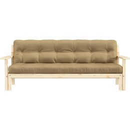 Schlafsofa Karup Design, B:190cm H:14cm T:92cm, gelb, Jugendzimmer, Sofas, "Unwind", Mit Holzstruktur, inkl. Futonmatratze, Liegefl&auml;che 130x190 cm