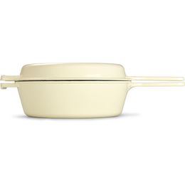 ECHTWERK Schmortopf "2 in 1 Set - Topf & Pfanne aus Gusseisen", 2,5 l + &Oslash; 26,5cm + H&ouml;he 8cm, beige, T&ouml;pfe, Mit allen Herdarten kompatibel,