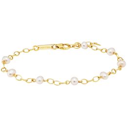 JULIE JULSEN Damen Armband "925/- Sterling Silber vergoldet 8 Perlen 19cm lang", 19cm, Silber 925 (Sterlingsilber), gold, Silber 925