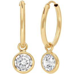 Firetti Damen Paar Creolen "Schmuck Geschenk Gold 375 Ohrschmuck Ohrringe Solit&auml;r", 12mm, Gelbgold 375, gold, Gelbgold 375, Ohrringe, mit Zirkonia