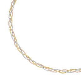 Smart Jewel Damen Collier "geflochten, 3-reihig, Silber 925", 47cm, Silber 925 (Sterlingsilber), bunt, Silber 925 (Sterlingsilber), Halsketten