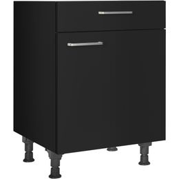 Unterschrank Nobilia, B:60cm H:87cm T:58,3cm, schwarz, K&uuml;che, Schr&auml;nke, ""Touch", Ausrichtung w&auml;hlbar, vormontiert, in den Breiten 30, 45 und", 60 cm