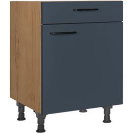 Unterschrank Nobilia, B:60cm H:87cm T:58,3cm, blau, K&uuml;che, Schr&auml;nke, ""Easytouch", Ausrichtung w&auml;hlb., vormontiert, in den Breiten 30, 45 &", 60 cm