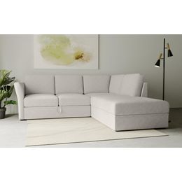 Ecksofa Home Affaire, B:241cm H:90cm T:226cm, braun, 53% strukturiertes Polyester, 47% Polyester, Wohnzimmer, Sofas, "Lavars, L-Form, Schlafsofa",