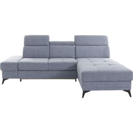 Ecksofa Home Affaire, B:246cm H:83cm T:173cm, blau, Webstoff (100% Polyester);Luxus-Microfaser Paris (90% Polyester/10% Polyamid);Struktur fein (100%