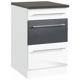 Unterschrank KOCHSTATION, B:50cm H:85cm T:60cm, grau, K&uuml;che, Schr&auml;nke, "KS-Trient", 50 cm breit, mit 2 gro&szlig;en Ausz&uuml;gen