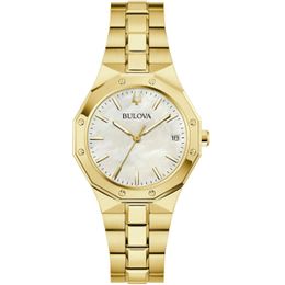 Bulova Damen Quarzuhr, gold, Armbanduhren, Armbanduhr, Damenuhr, Edelstahlarmband, analog, Tag