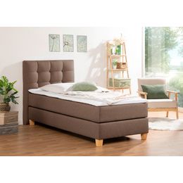 Boxspringbett Home Affaire, B:104cm L:211cm, braun, Komplettbetten, "Moulay", inkl. Topper, in 3 H&auml;rtegraden, TFK auch in H&auml;rtegrad 4