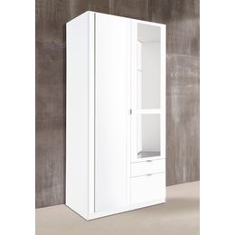 Kleiderschrank Priess, B:94cm H:193cm T:54cm, wei&szlig;, Holzwerkstoff, Schlafzimmer, Schr&auml;nke, mit gerundeten Elementen auf den Au&szlig;ent&uuml;ren