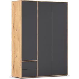 Dreht&uuml;renschrank Rauch, B:140cm H:194cm T:53cm, grau, Holzwerkstoff, Schr&auml;nke, "Kleiderschrank Schrank Garderobe W&auml;scheschrank NABILA viel Stauraum",
