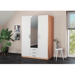 Kleiderschrank Priess, B:140cm H:193cm T:56cm, braun, Holzwerkstoff, Schlafzimmer, Schr&auml;nke, "Amsterdam", mit oder ohne LED-Beleuchtung