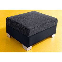 Hocker DOMO collection, B:85cm H:40cm T:61cm, schwarz, Microfaser PRIMABELLE (100% Polyester);Struktur ( 85% Polyester, 15% Acryl);NaturLEDER (Echtes