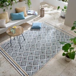 Teppich FLAIR RUGS, B:200cm H:4mm L:290cm, blau, Kunstfaser, Wohnzimmer, Teppiche, "ZiaTrellis", Zia Trellis Indoor Outdoor-Teppich