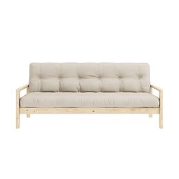 Schlafsofa Karup Design, B:205cm H:79cm T:95cm, beige, Matratzenmaterialzusammensetzung: Futonmatratze mit Knopfheftung, H&ouml;he 14 cm, aus recyceleten