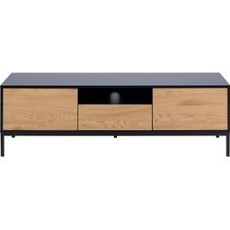 TV-Schrank ACTONA GROUP, B:140cm H:45cm T:40cm, schwarz, MDF, Metall, Wohnzimmer, Schr&auml;nke, 1 Schublade, 1 offenem Fach und 2 geschlossenen F&auml;chern,