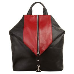 CLUTY Damen Cityrucksack, rot, Leder, Rindsleder, unifarben, Rucks&auml;cke, echt Leder, Made in Italy