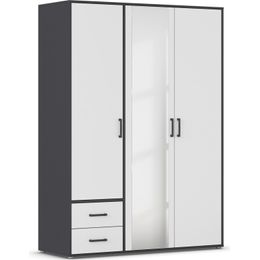 Dreht&uuml;renschrank Rauch, B:140cm H:194cm T:53cm, grau, Holzwerkstoff, Schr&auml;nke, "Kleiderschrank Schrank Garderobe W&auml;scheschrank VOYAGER", mit modernen