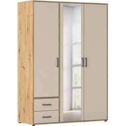 Dreht&uuml;renschrank Rauch, B:140cm H:194cm T:53cmbeige (champagner), eiche artisan, Holzwerkstoff, Schr&auml;nke, "Kleiderschrank Schrank Garderobe
