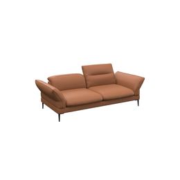 2,5-Sitzer FLEXLUX, B:215cm H:88cm T:105cm, braun, 100% Echtleder, Sofas, "Salino, Funktionssofa, Relaxsofa", Sofa mit Arm- und
