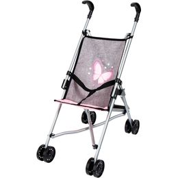 BAYER Kinder Puppenbuggy "grau/rosa mit Schmetterling", rosa, B:27cm H:56cm T:47cm, Puppenwagen