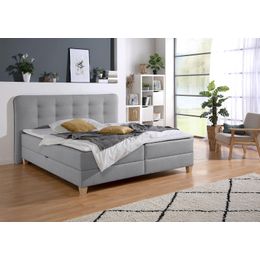 Boxbett Home Affaire, B:178cm L:210cm, grau, Komplettbetten, inklusive Kaltschaum-Topper und Bettkasten