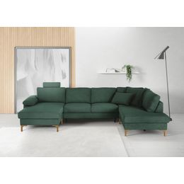 Wohnlandschaft 3C CANDY, B:339cm H:86cm T:220cm, gr&uuml;n, 95% Polyester, 5% Nylon, Sofas, "Lecce, wahlweise PUR-Schaumstoff oder Tonnentaschenfederkern