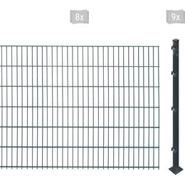 Arvotec Doppelstabmattenzaun "ESSENTIAL 123 zum Aufschrauben", H/L: 123cm x 16m, Pfosten: 9 Stk., grau, Zaunelemente, Zaunh&ouml;he 123 cm, Zaunl&auml;nge 2 -