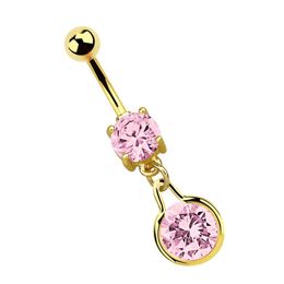 Adelia&acute;s ADELIA ́S Damen Bauchnabelpiercing "Piercing Piercing Bauchnabelpiercing", rosa, Chirurgiestahl, Piercings, 316l Stahl goldene Banane - Anh&auml;nger mit